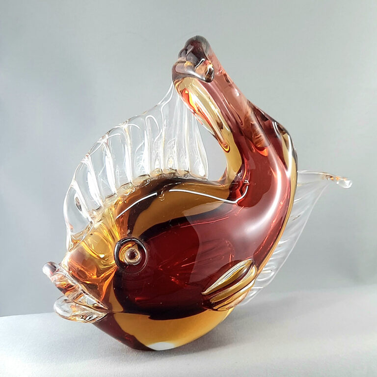 Amber Coloured Fish Art Glass