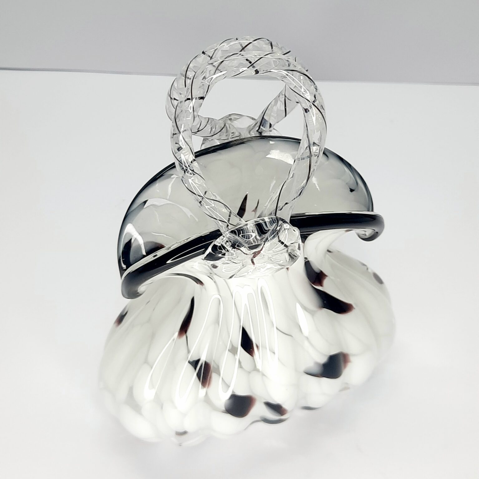 Black and White Art Glass Handbag Vase