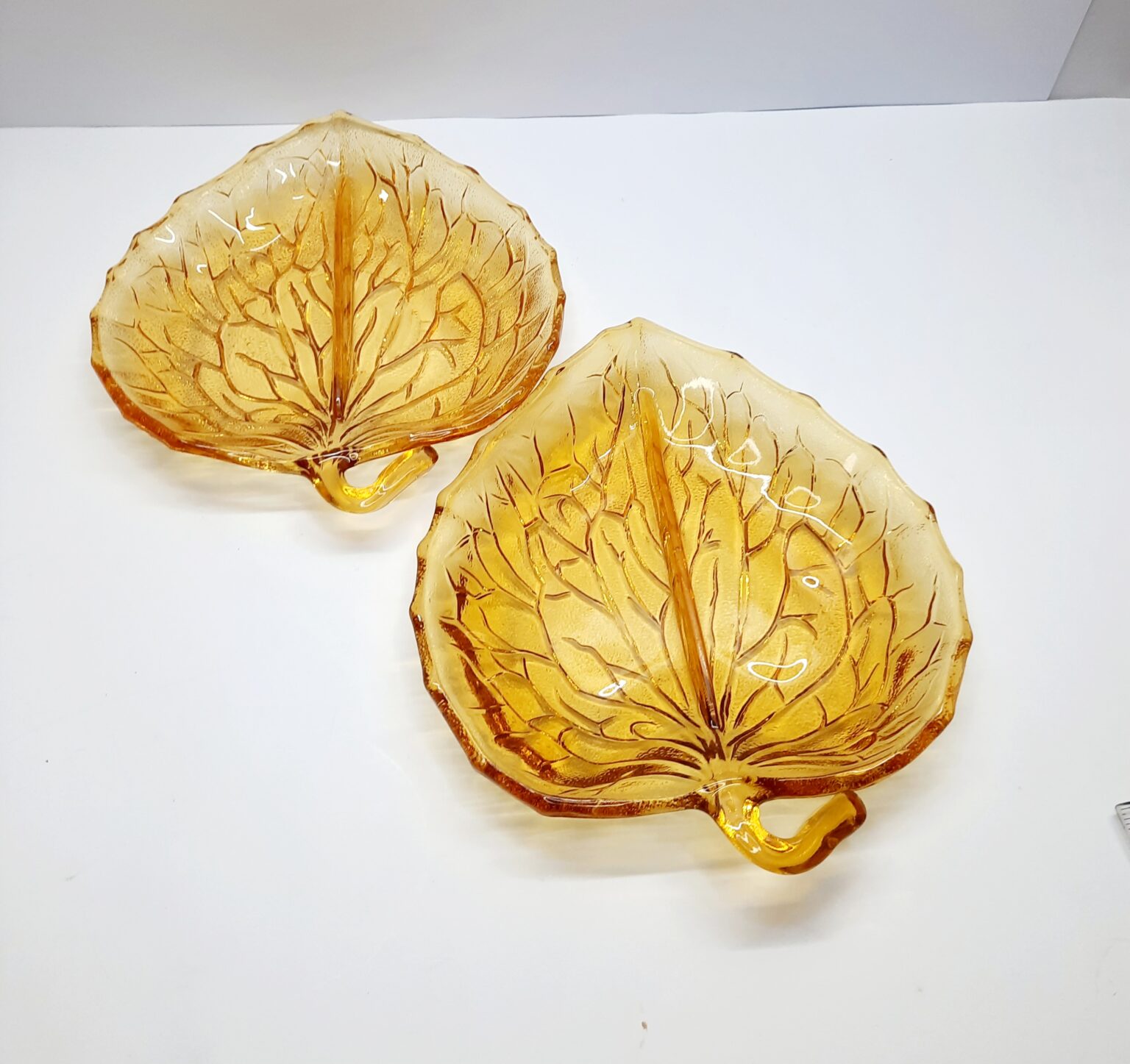 English Bagley Amber Divided Leaf Plate
