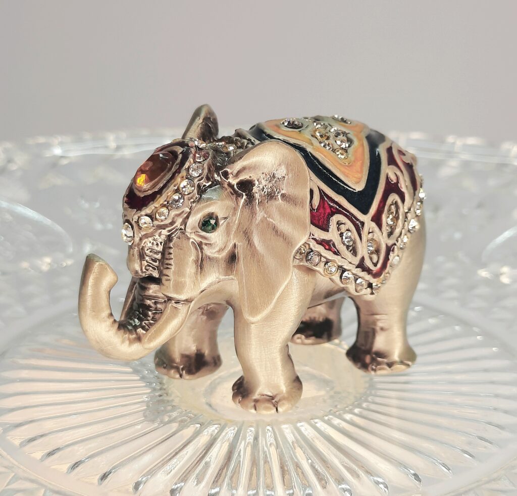 Vintage Metallic Champagne Coloured Elephant Trinket