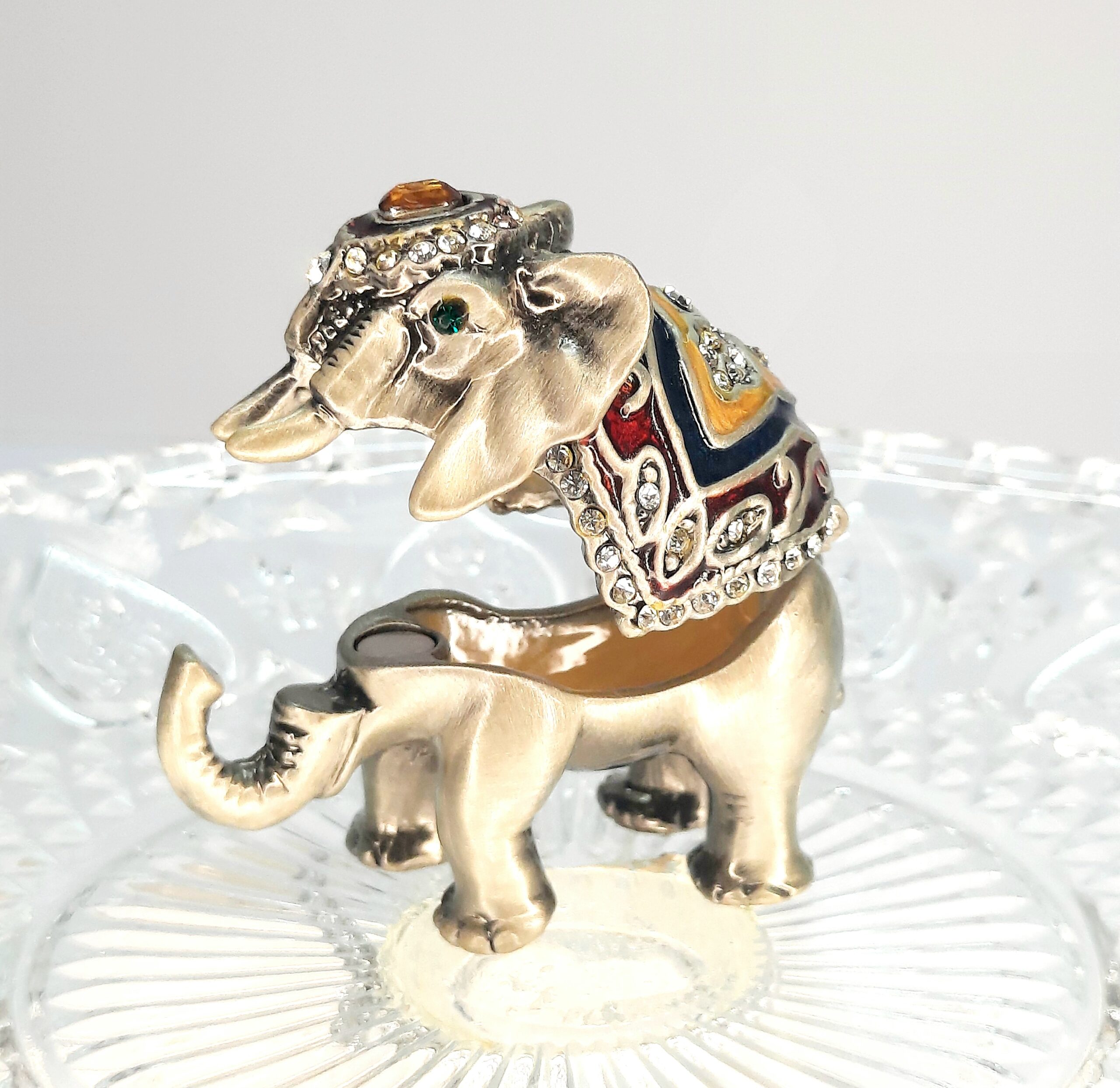 Vintage Metallic Champagne Coloured Elephant Trinket